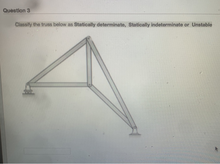 Solved Question 3 Classify the truss below as Statically | Chegg.com Solved Question 3 Classify the truss below as Statically | Chegg.com