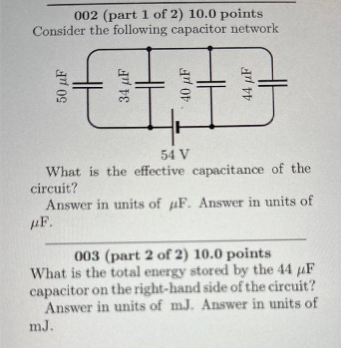 Solved 002 (part 1 of 2) 10.0 points Consider the following | Chegg.com