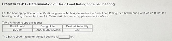 Solved Problem 11.011 - Determination of Basic Load Rating | Chegg.com