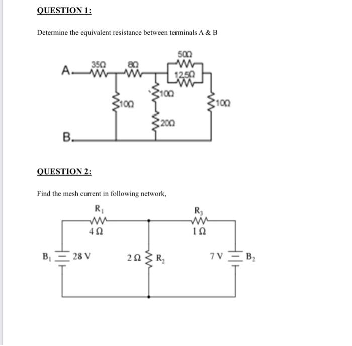 Solved Determine the equivalent resistance between terminals | Chegg.com