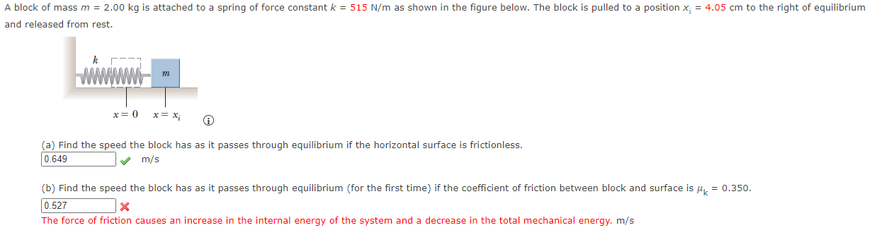 Solved and released from rest.(a) ﻿Find the speed the block | Chegg.com