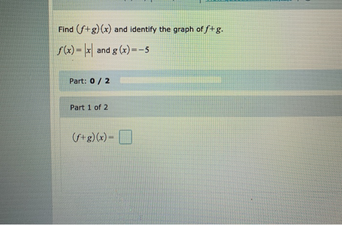 Solved Find (f+g)(x) and identify the graph of f+g. f(x) = | Chegg.com
