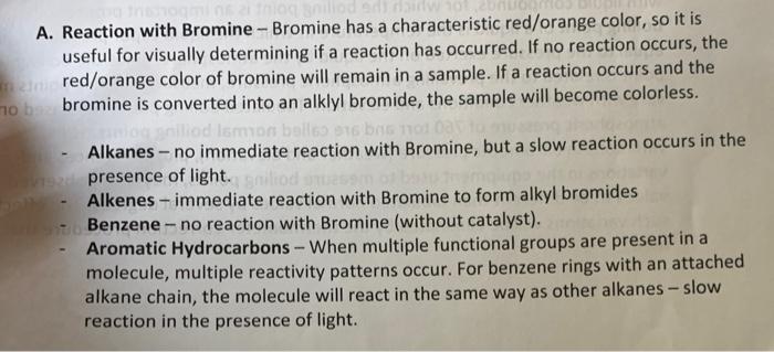 Solved A. Reaction with Bromine - Bromine has a | Chegg.com