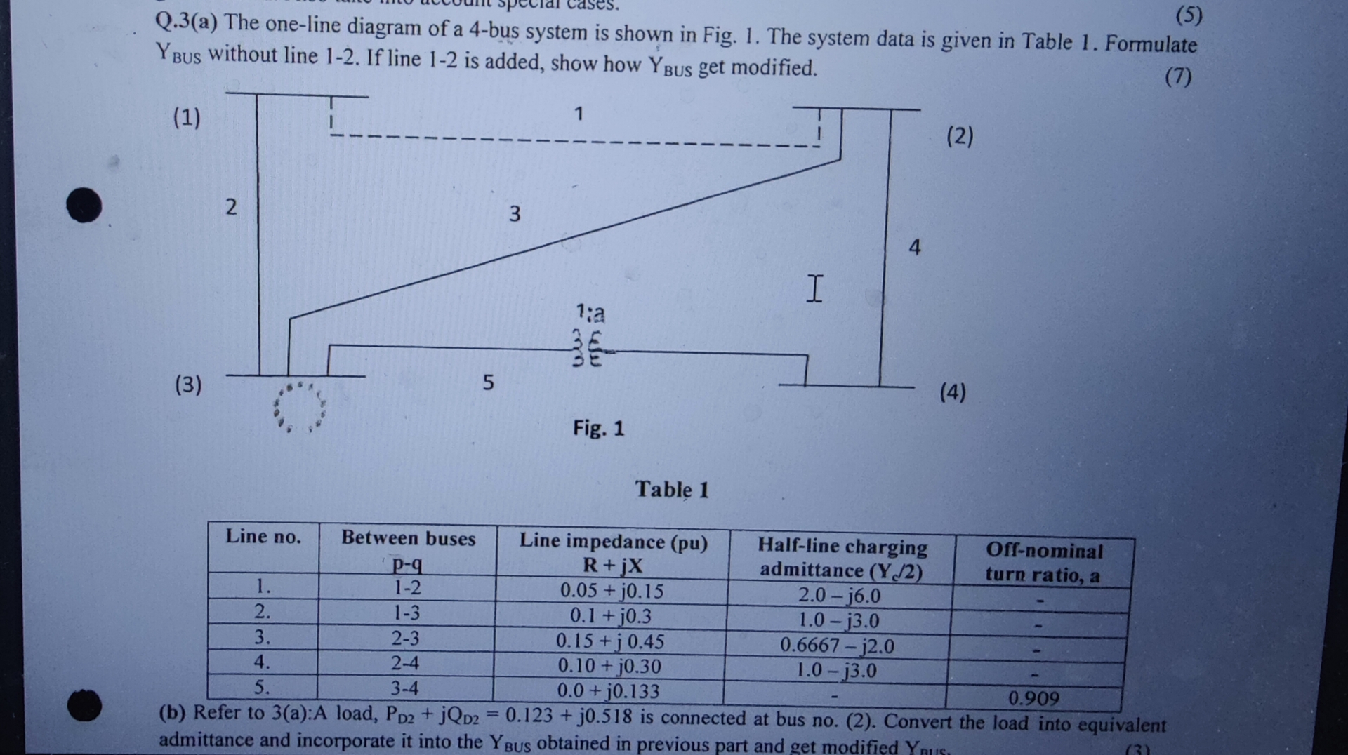 Solved Q.3(a) ﻿The one-line diagram of a 4-bus system is | Chegg.com