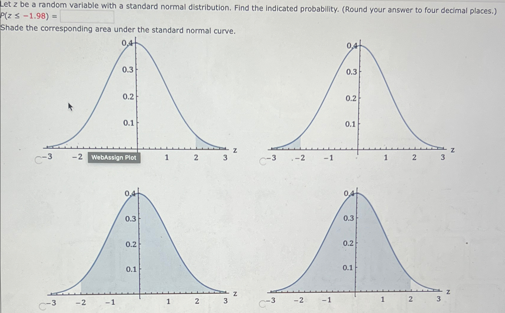 Solved Let z ﻿be a random variable with a standard normal | Chegg.com