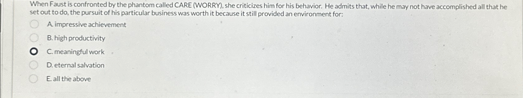 Solved When Faust is confronted by the phantom called CARE | Chegg.com