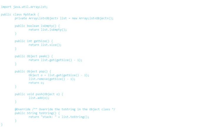 import java.util.ArrayList; public class Mystack | Chegg.com
