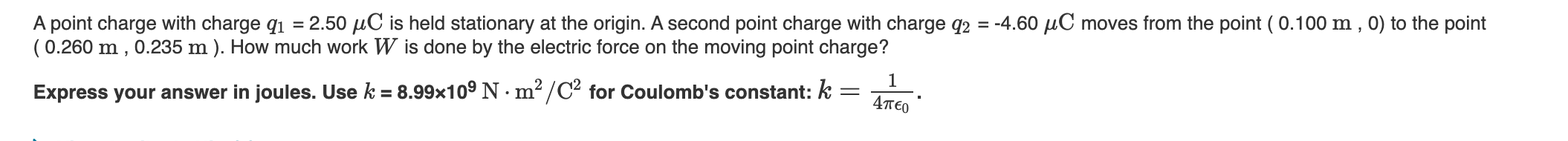 Solved A point charge with charge q1=2.50μC ﻿is held | Chegg.com
