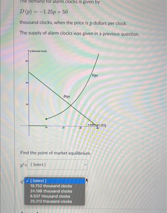 The demand for alarm clocks is given by | Chegg.com