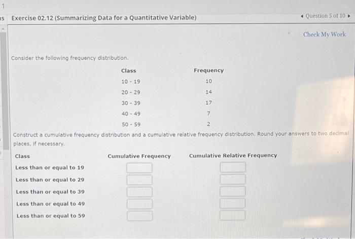 Solved ms Exercise 02.12 (Summarizing Data for a | Chegg.com