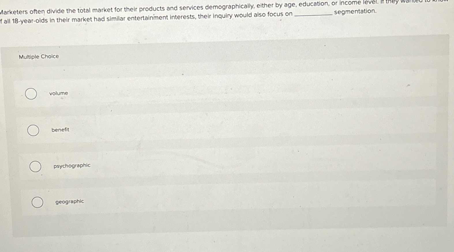 Solved Marketers often divide the total market for their | Chegg.com