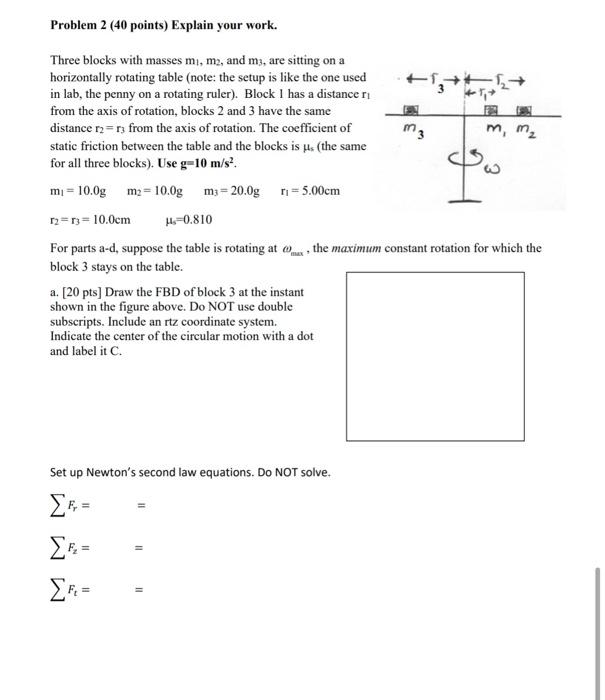 Solved Three blocks with masses m1,m2, and m3, are sitting | Chegg.com