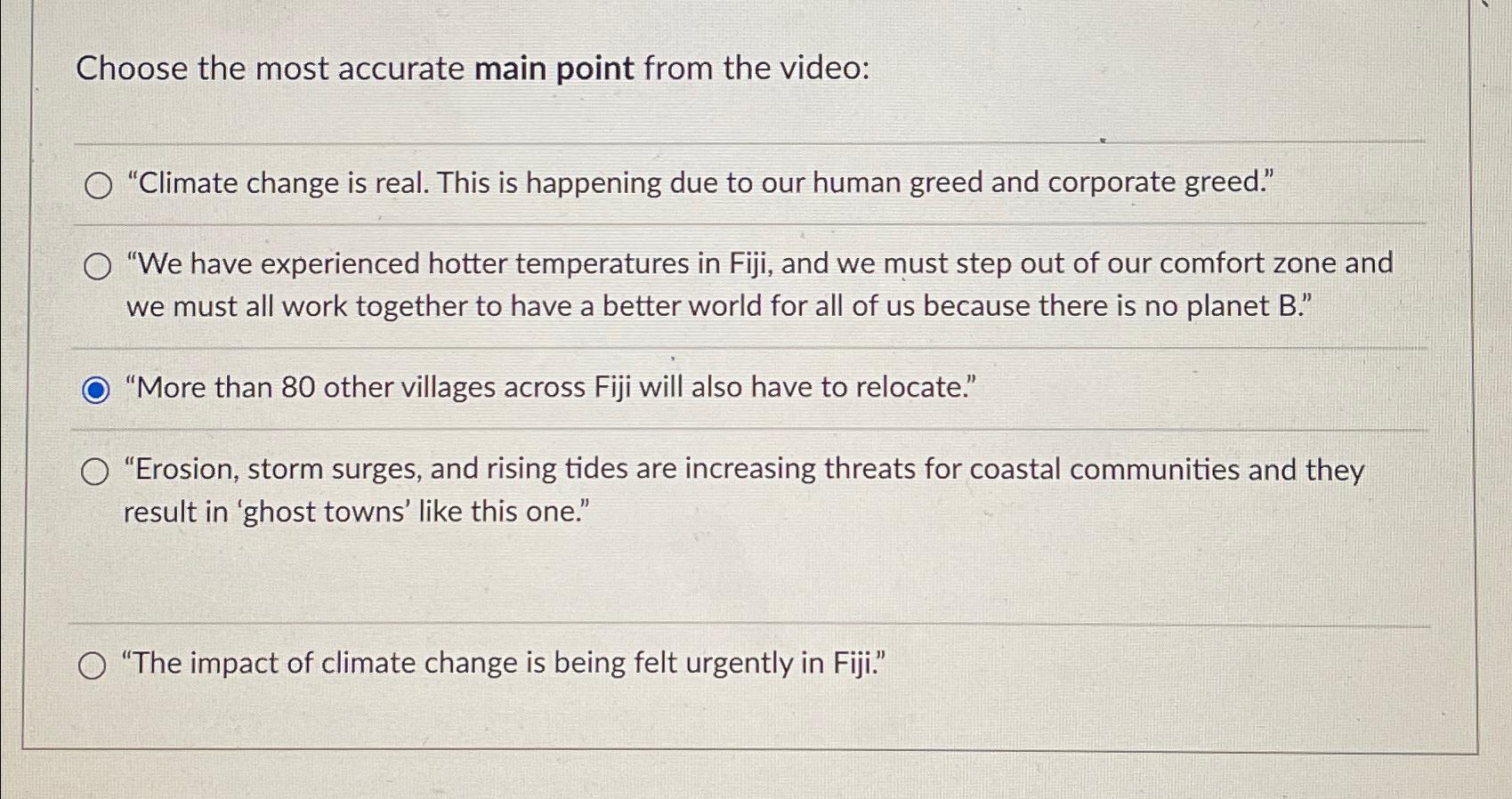 Solved Choose the most accurate main point from the | Chegg.com