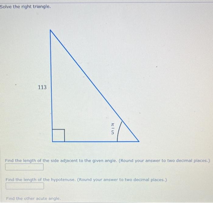 Solved Solve the right triangle. Find the length of the side | Chegg.com