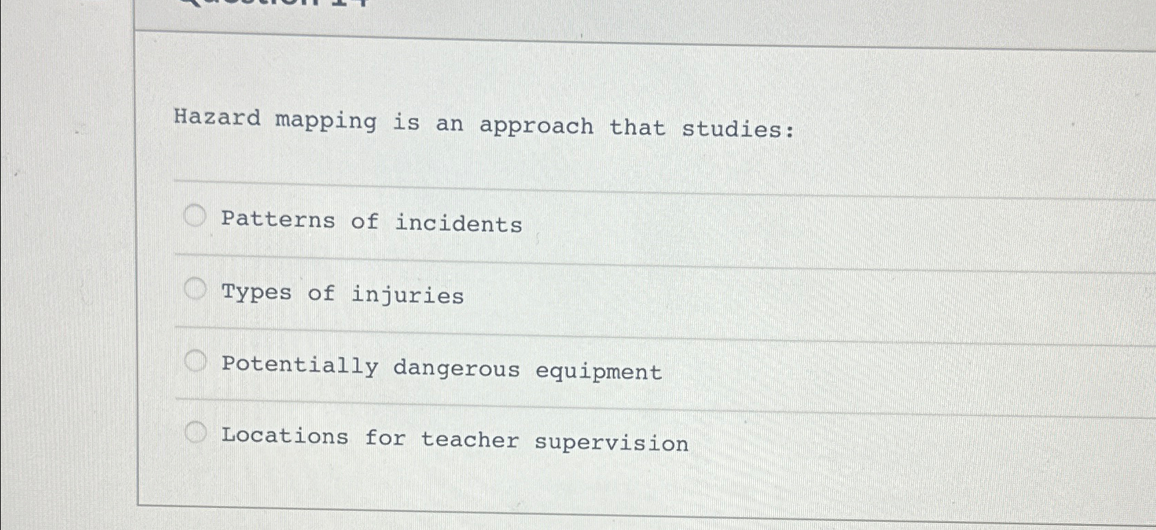 Solved Hazard mapping is an approach that studies:Patterns | Chegg.com