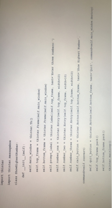 Solved import tkinter import tkinter.messagebox class | Chegg.com