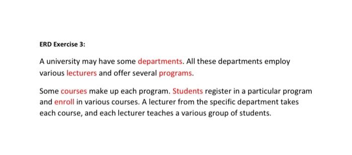 Solved ERD Exercise 3: A university may have some | Chegg.com