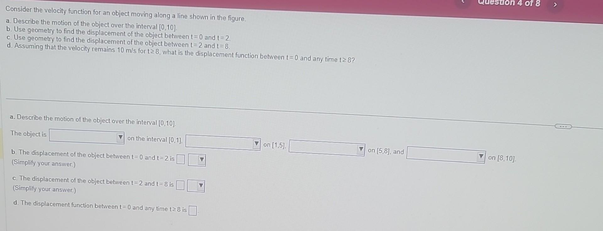 Solved Consider the velocity function for an object moving | Chegg.com