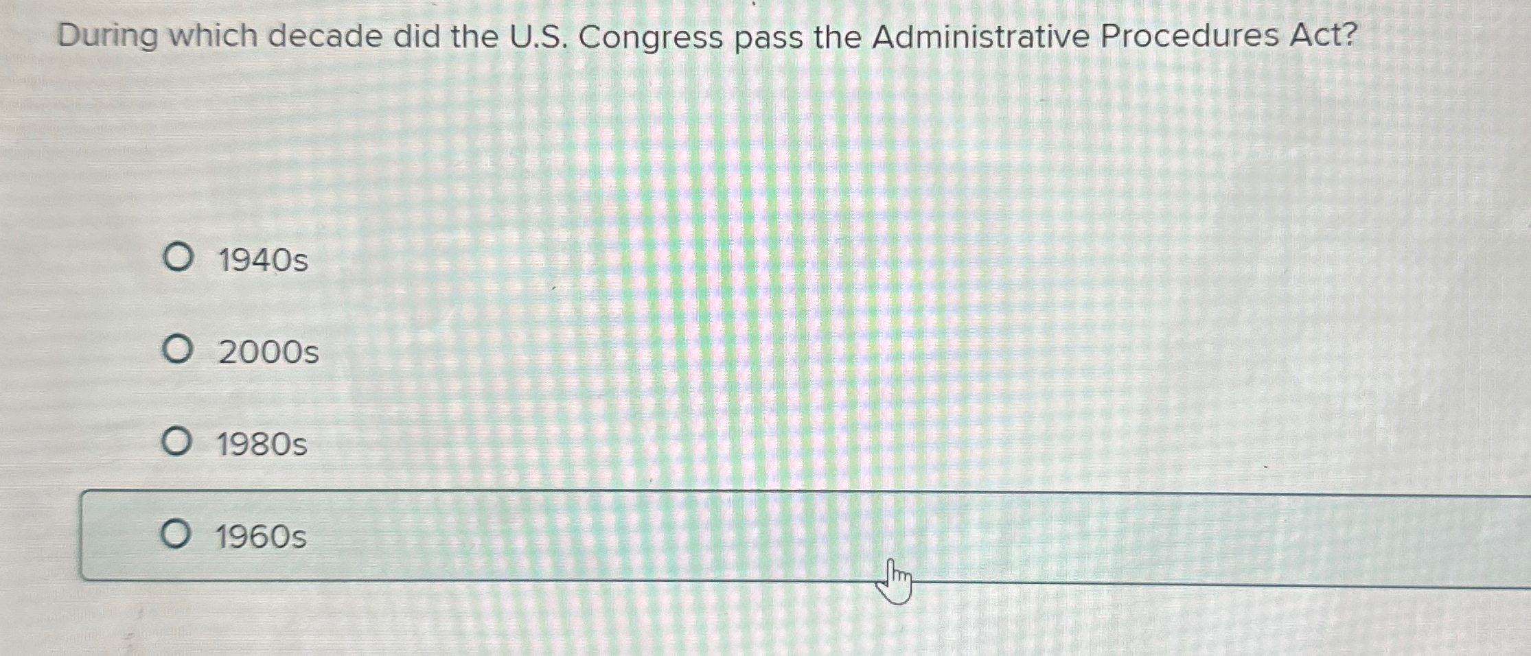 Solved During which decade did the U.S. ﻿Congress pass the | Chegg.com