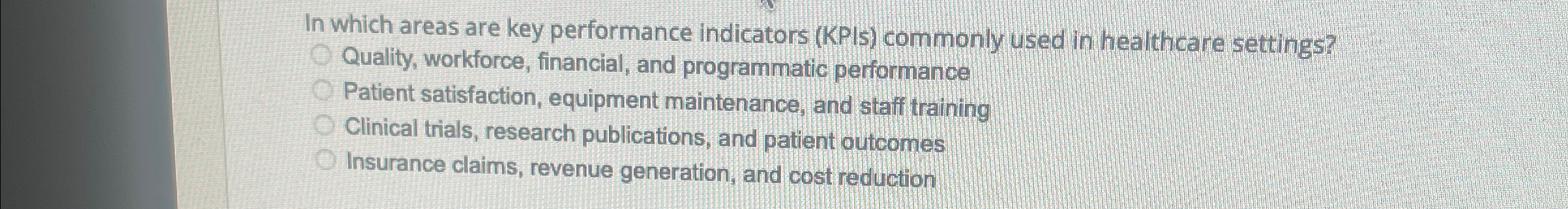 Solved In which areas are key performance indicators (KPIS) | Chegg.com