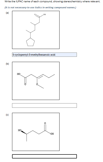 Solved Write the IUPAC name of each compound, showing | Chegg.com