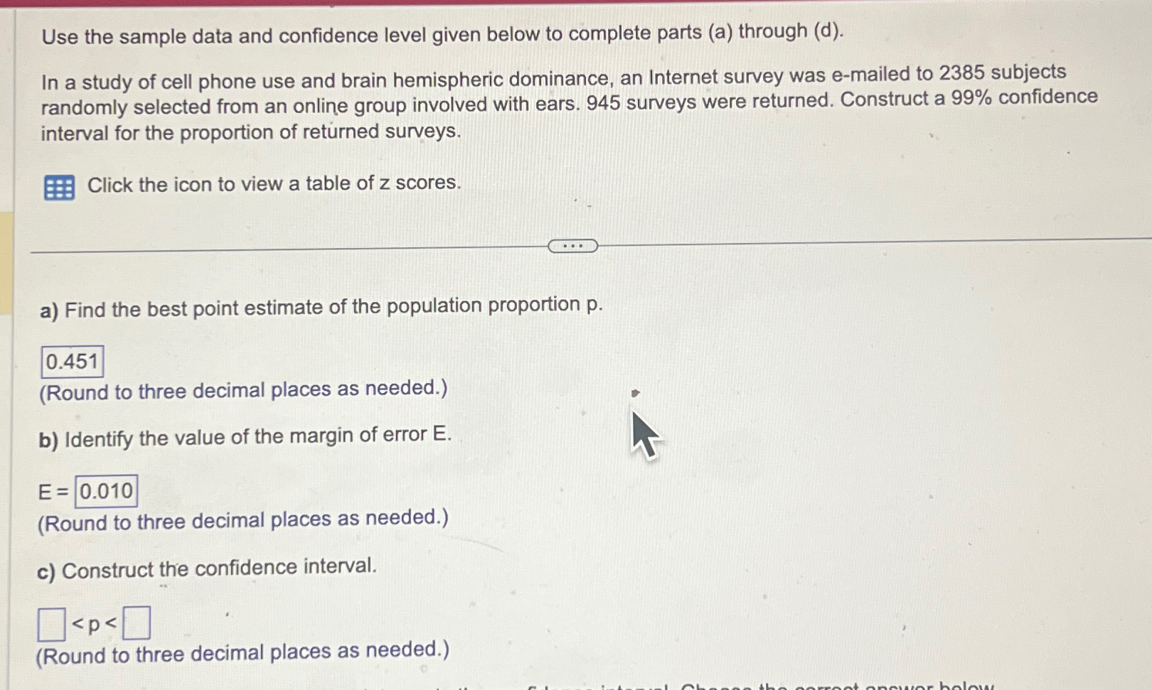 Use the sample data and confidence level given below | Chegg.com
