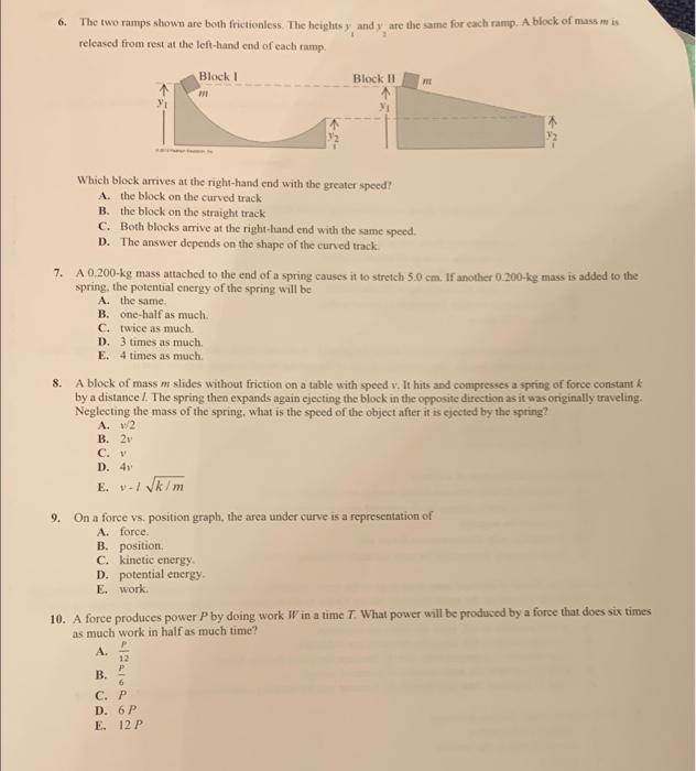 Solved 6. The two ramps shown are both frictionless. The | Chegg.com