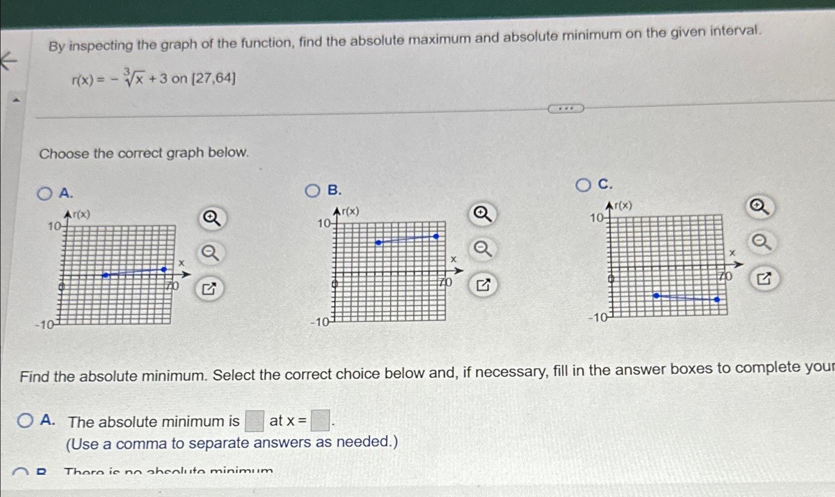 Solved By inspecting the graph of the function, find the | Chegg.com