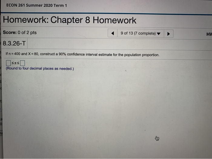 Solved ECON 261 Summer 2020 Term 1 Homework: Chapter 8 | Chegg.com