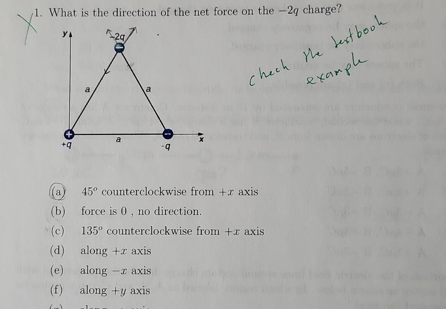 Solved 1. What is the direction of the net force on the −2q | Chegg.com