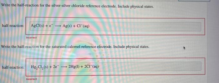 Solved Write the half-reaction for the silver-silver | Chegg.com