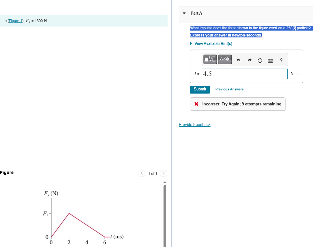 Solved In (Figure 1), F1F1 = 1800 NN.What impulse does the | Chegg.com