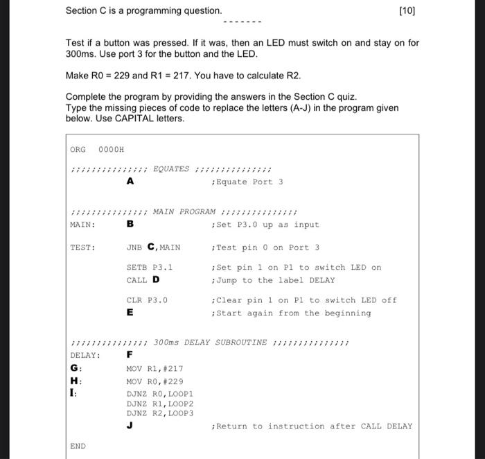Solved Section C is a programming question. [10] Test if a | Chegg.com