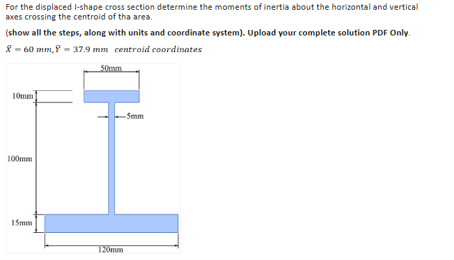 Solved For the displaced I-shape cross section determine the | Chegg.com