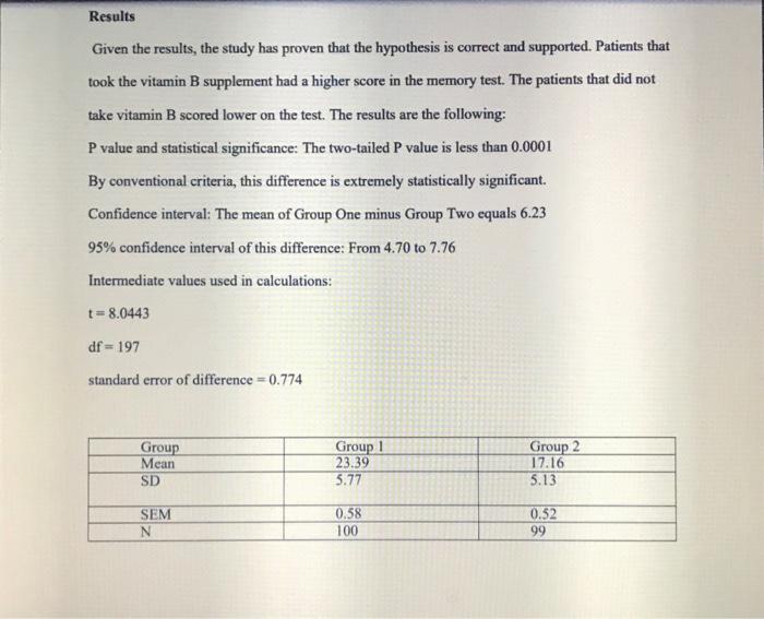 Solved Convert this into a t-test chart and bar graph, APA | Chegg.com
