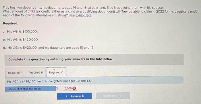 Solved Trey has two dependents, his daughters, ages 14 and | Chegg.com