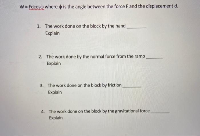 Solved B Р n fy Mg A W=Fdcose where is the angle between | Chegg.com