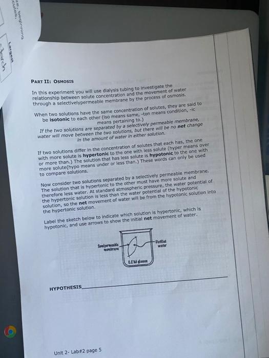 AP BIOLOGY Unit 2 Lab #2 NAME DATE DIFFUSION AND | Chegg.com