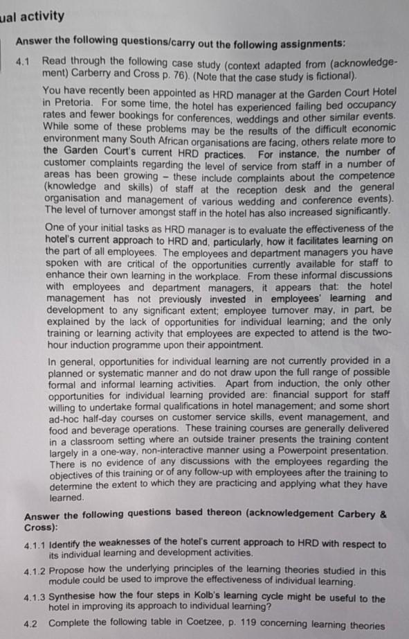 Solved Learning outcomes After completion of this study unit | Chegg.com