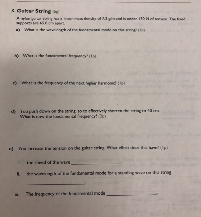 Solved 1. Speed of a Wave on a String (2p) A string is | Chegg.com