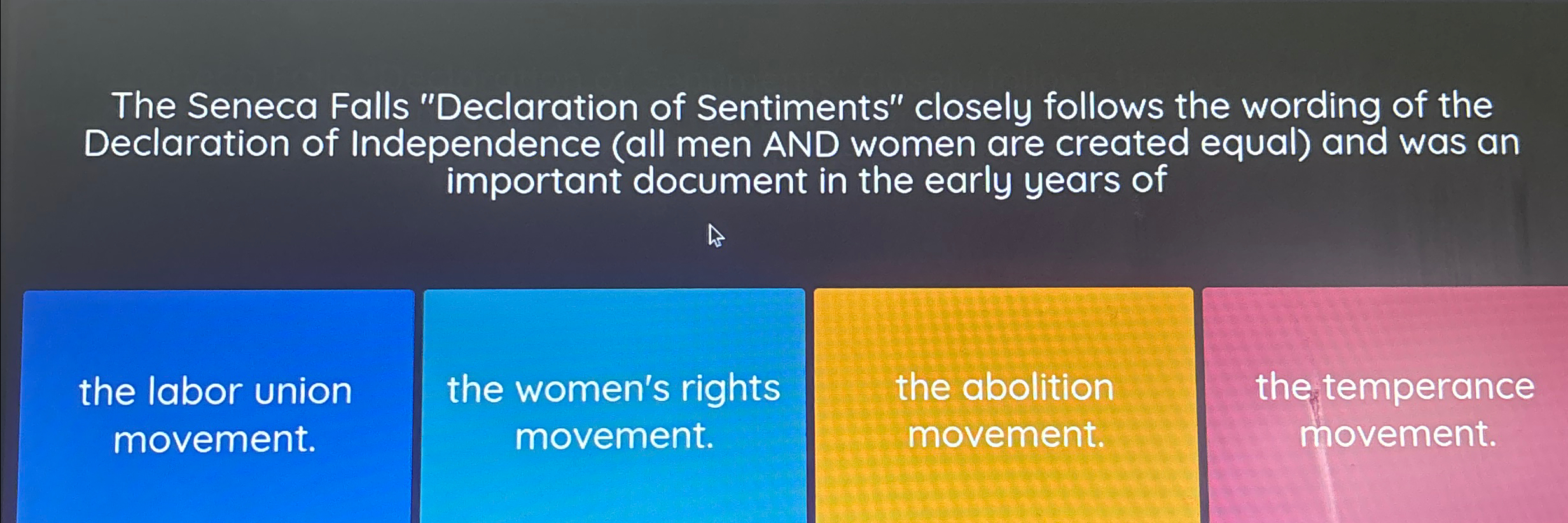 Solved The Seneca Falls "Declaration of Sentiments" closely | Chegg.com