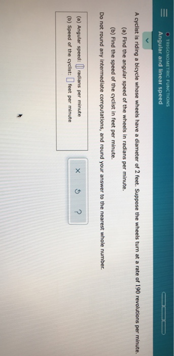 Solved O TRIGONOMETRIC FUNCTIONS Angular and linear speed A | Chegg.com