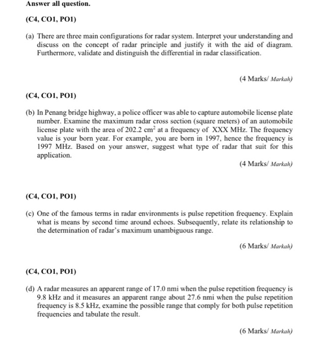 Answer all question. (C4, C01, PO1) (a) There are | Chegg.com