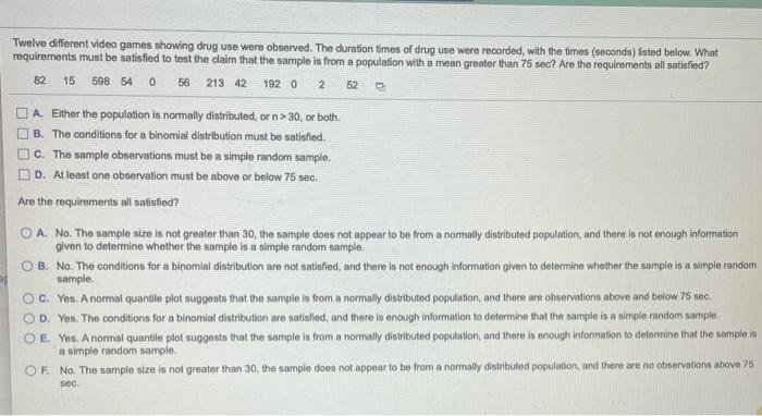Solved Twelve different video games showing drug use were | Chegg.com