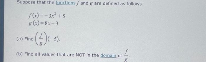 Solved Suppose that the functions f and g are defined as | Chegg.com