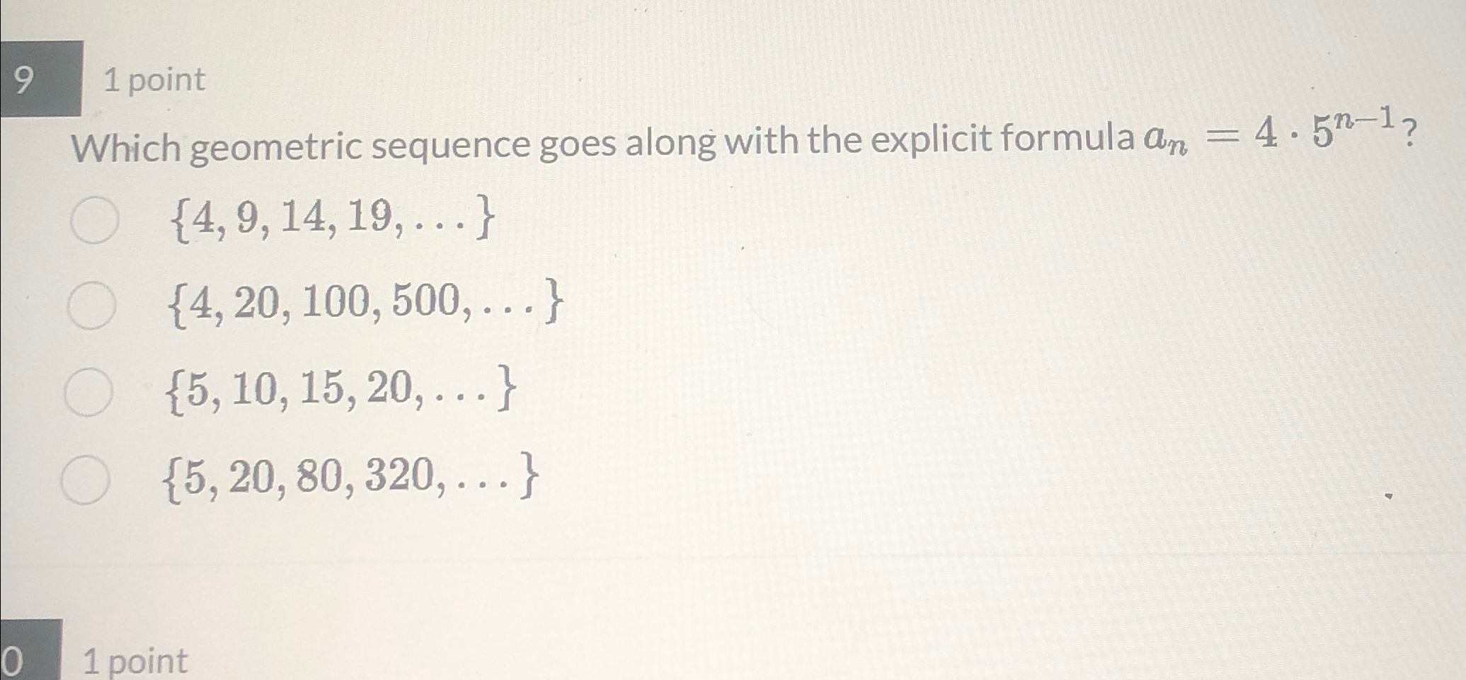 Solved 9 ﻿pointWhich geometric sequence goes along with the | Chegg.com