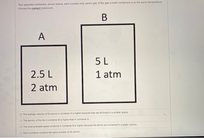 Solved Two separate containers, shown below, each contain | Chegg.com