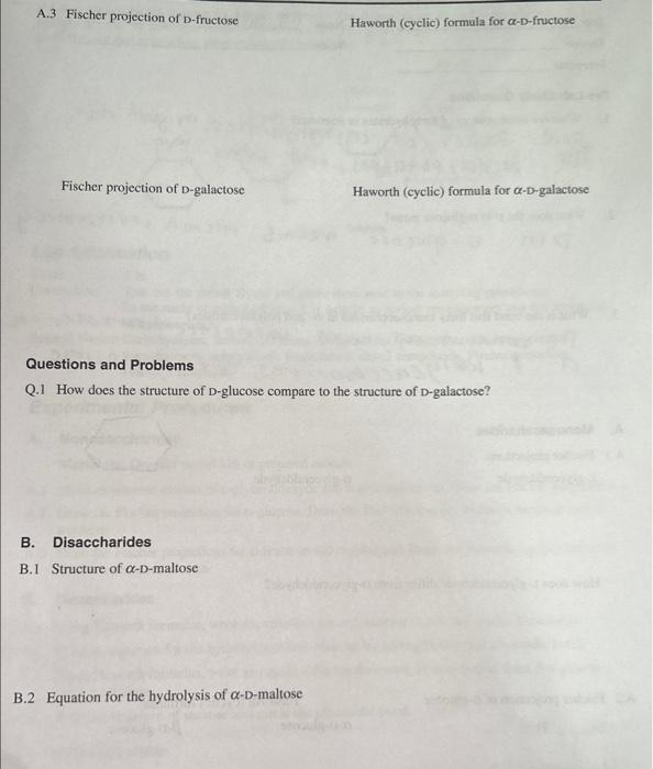 Solved A.3 Fischer projection of D-fructose Haworth (cyclic) | Chegg.com