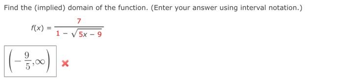 Solved Find the (implied) domain of the function. (Enter | Chegg.com