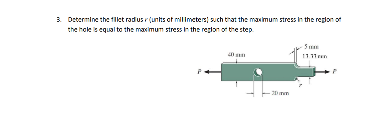 Solved Determine the fillet radius r (units of millimeters) | Chegg.com